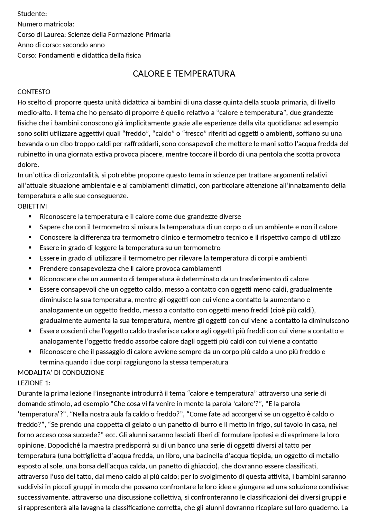 Unità Di Apprendimento Fisica Scuola Primaria Esercizi Di Fisica