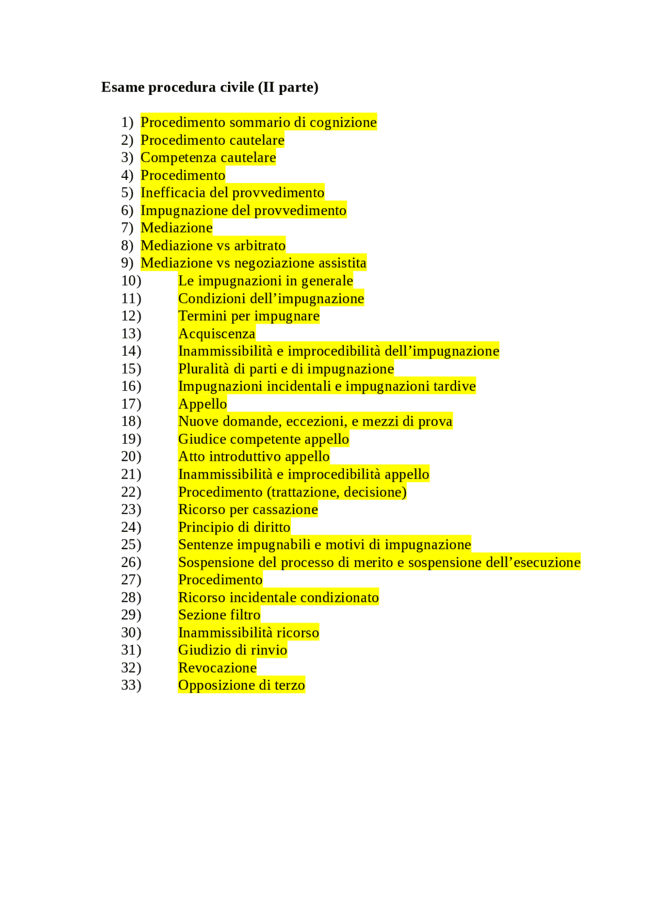 Domande Processuale Civile Parte 2 Prove Desame Di Diritto