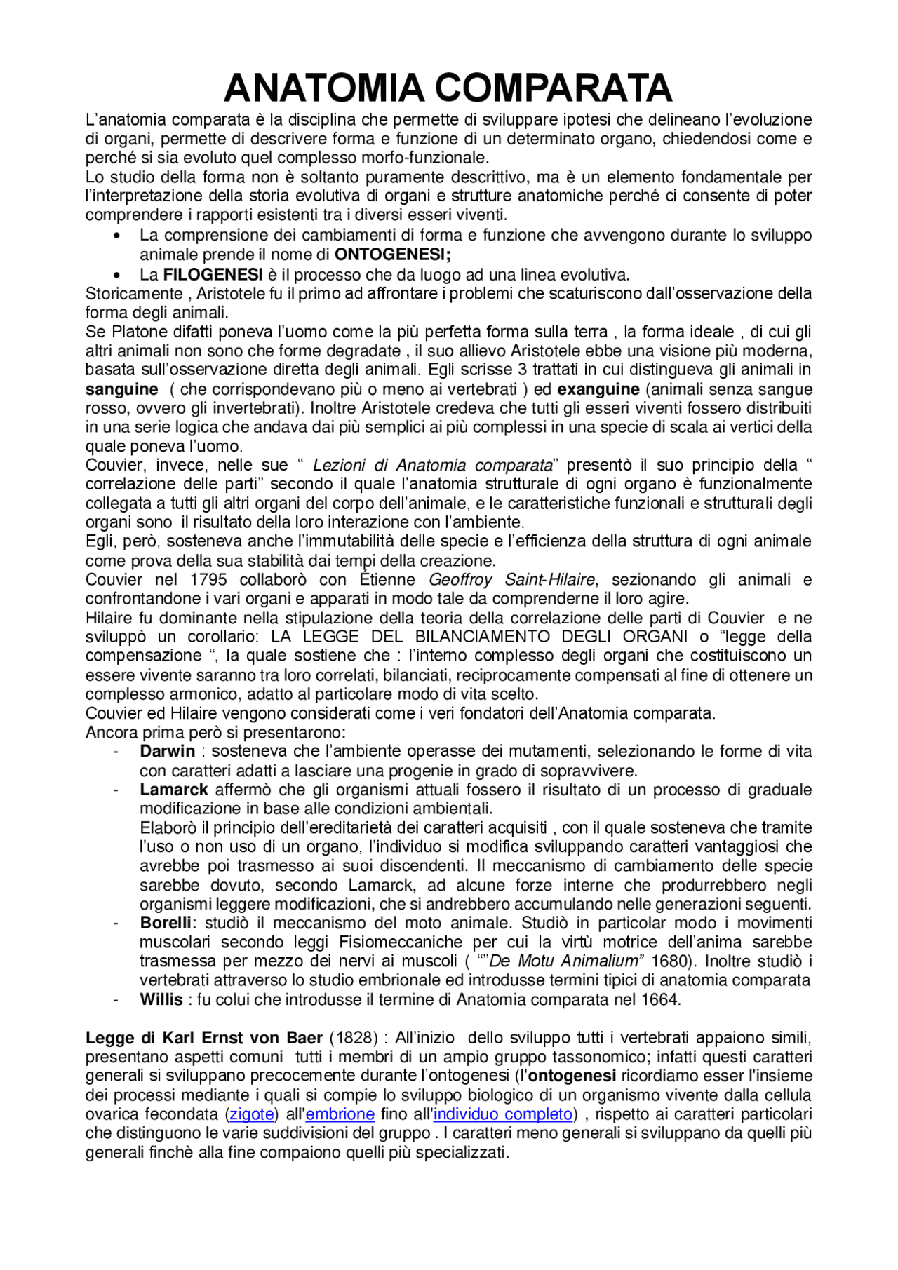 Anatomia Comparata Dei Vertebrati Appunti Di Anatomia Docsity