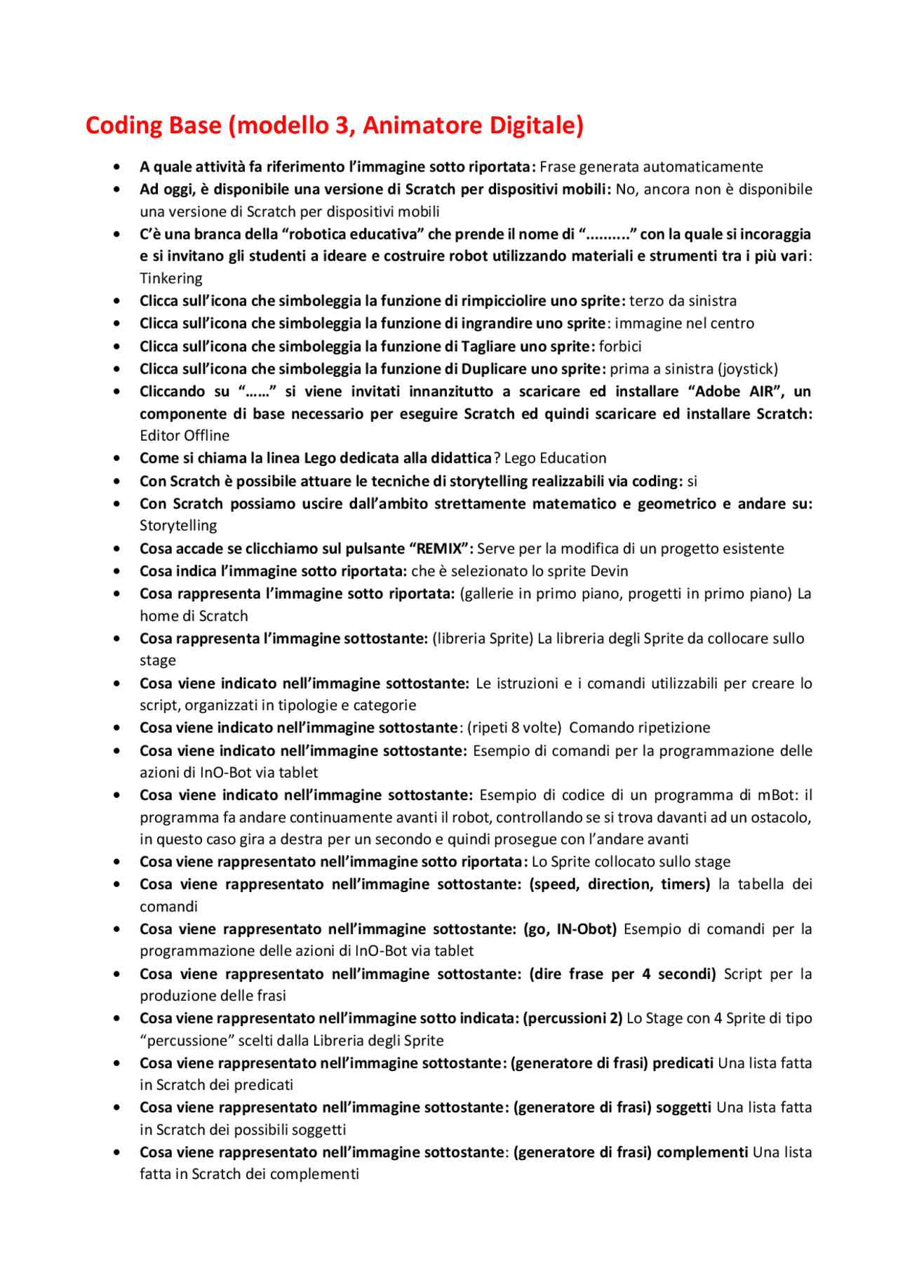Coding Base Eipass Domande In Ordine Alfabetico Prove Desame Di