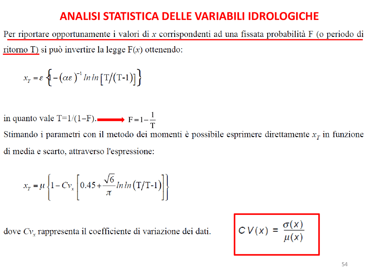 Modelli di distribuzione dei valori estremi | Slide di Costruzioni ...