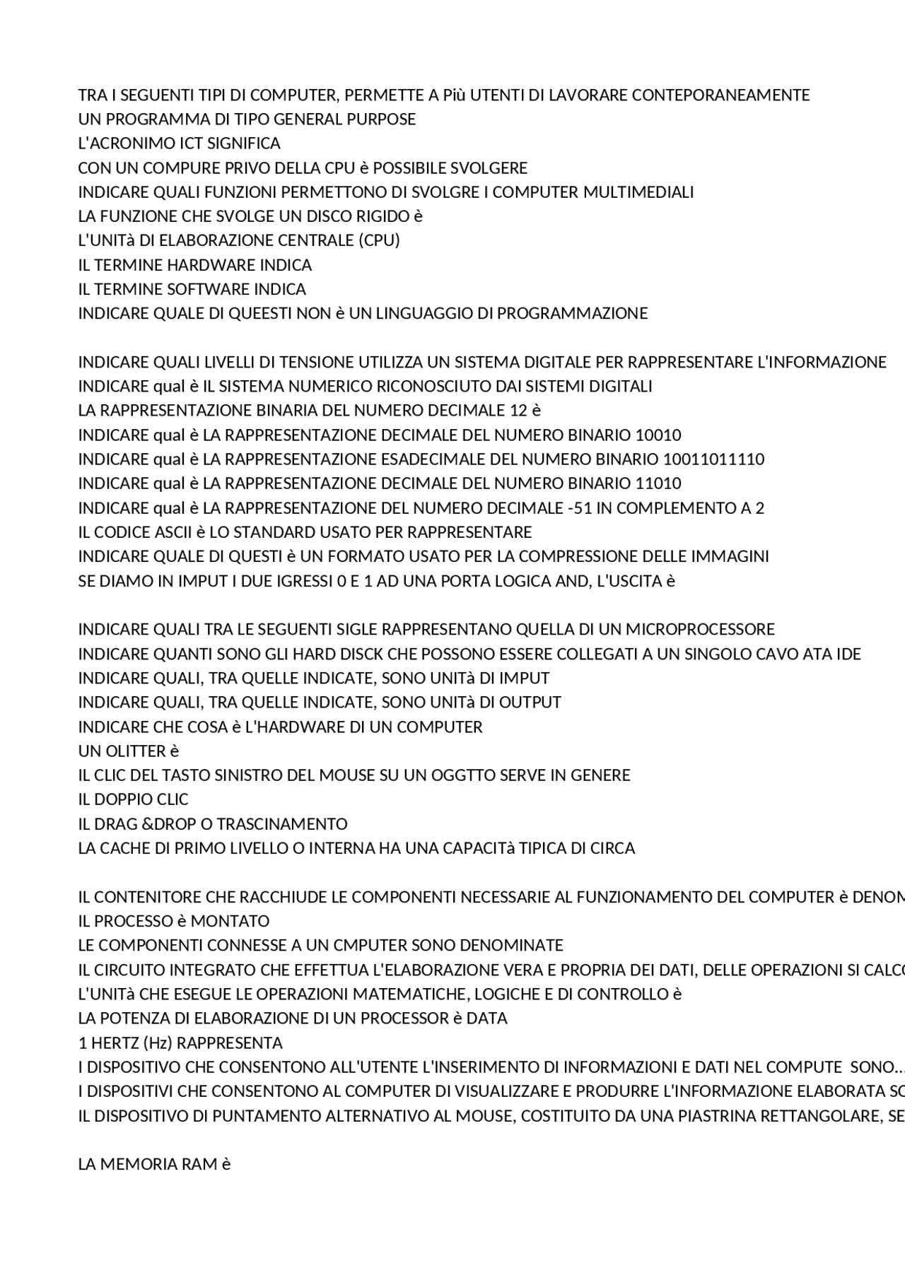 Informatica Scienze Gastronomiche L Gastr Mercatorum Prove Desame Di