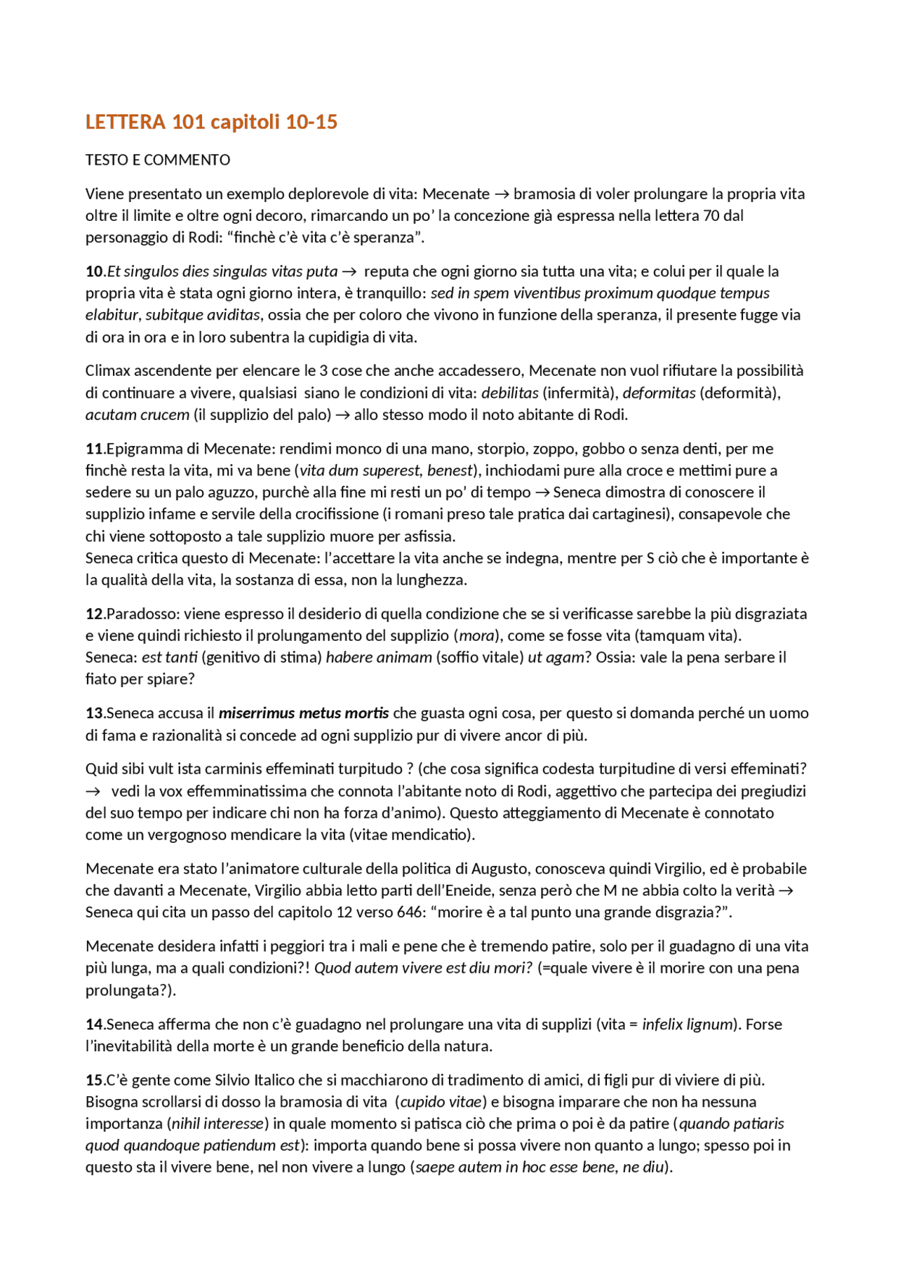 testo Lettera 101 Seneca | Schemi e mappe concettuali di Letteratura ...