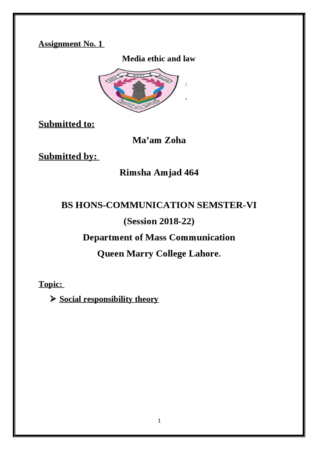 Social responsibility theory | Study notes Media Laws and Ethics - Docsity