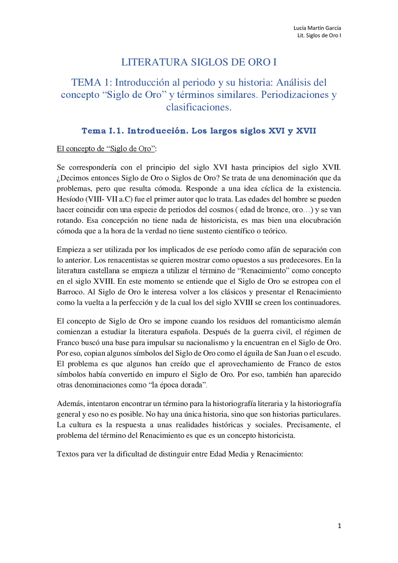 Literatura española Siglos de Oro I | Apuntes de Literatura Española ...