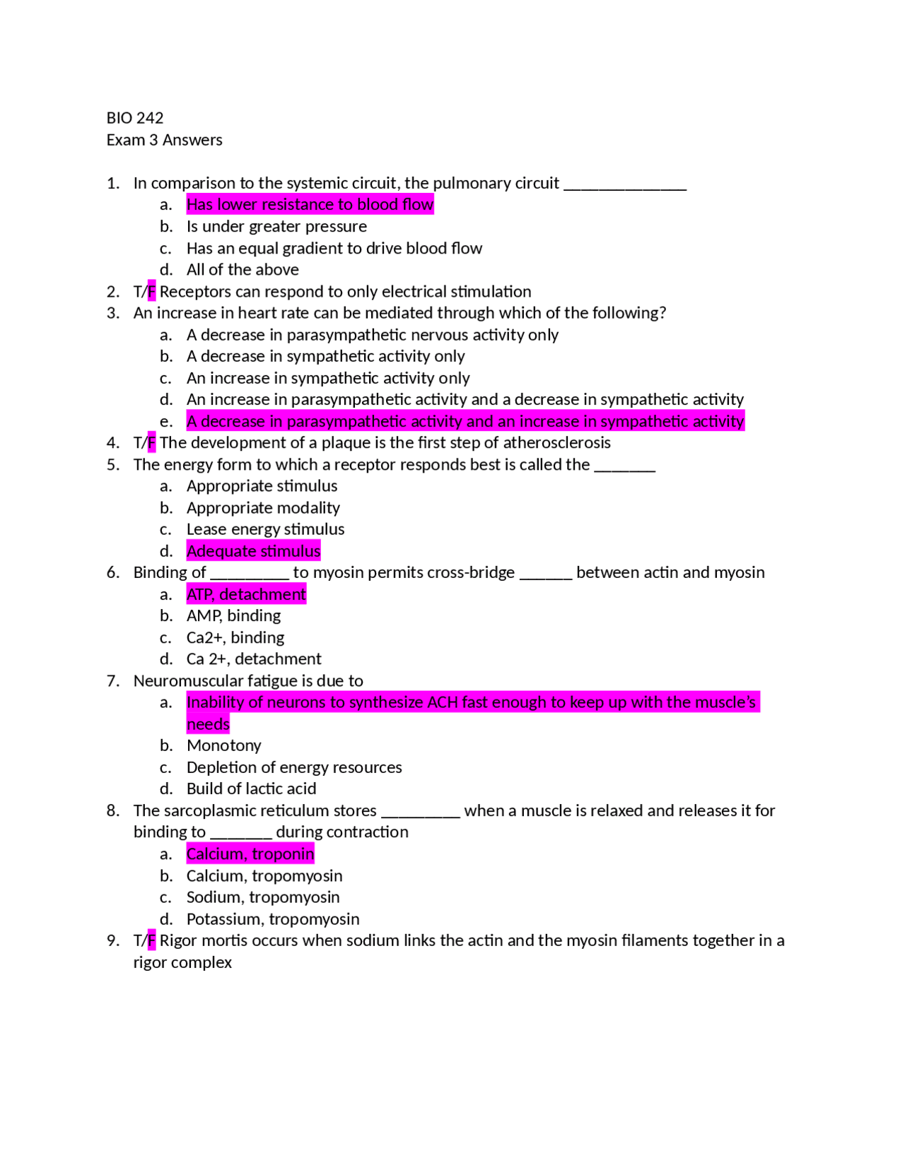 BIO 242 Exam 3 Answers FOR 103 Questions GRADED A+ | Exams Nursing ...