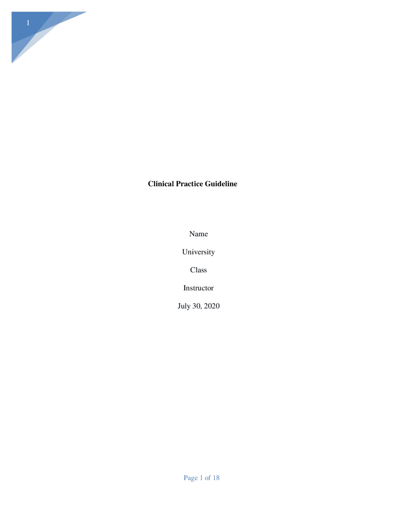 Clinicalpracticeguidelineassignment Exams Nursing Docsity