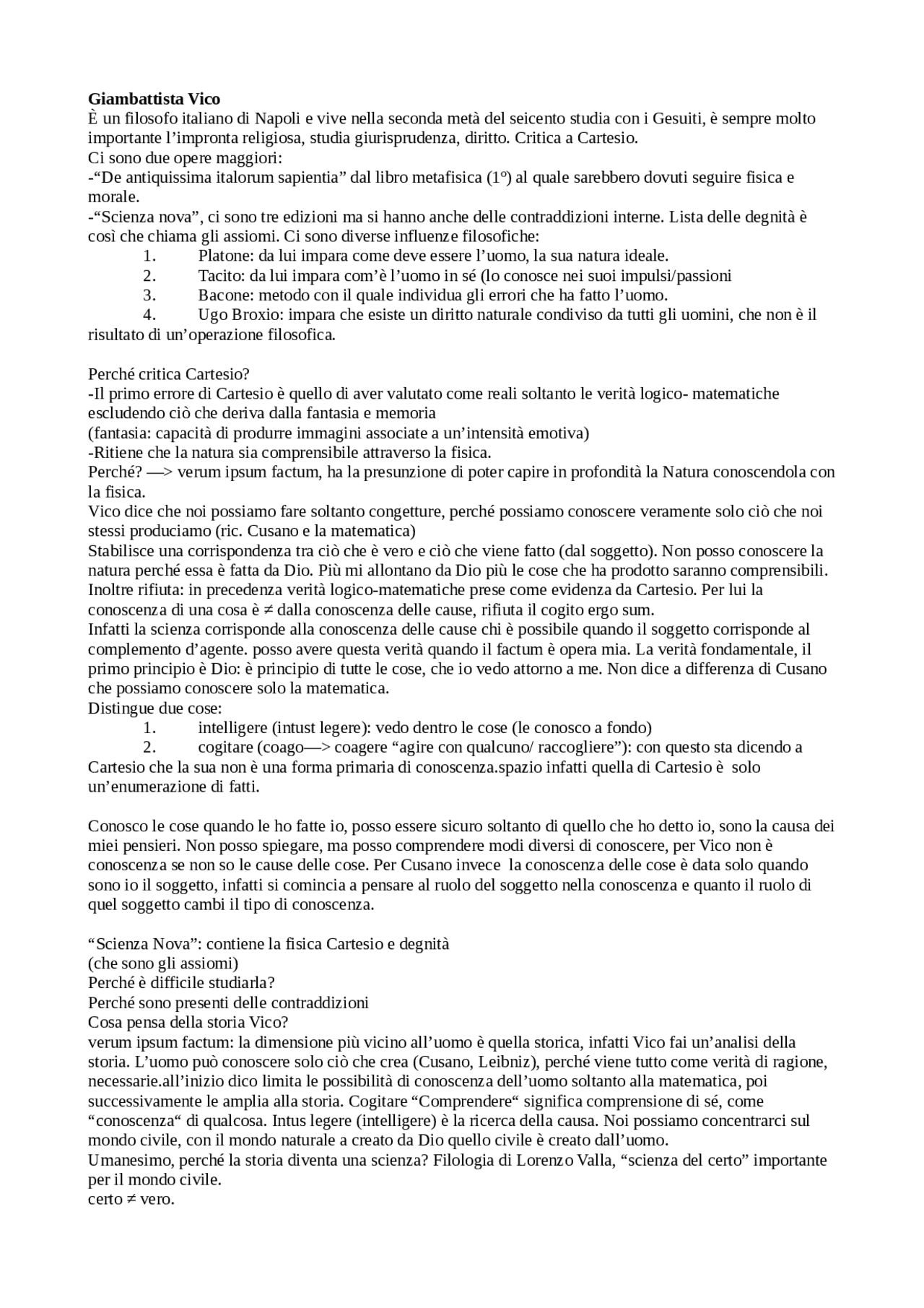 Vico Riassunto Chiaramente Schemi E Mappe Concettuali Di Filosofia