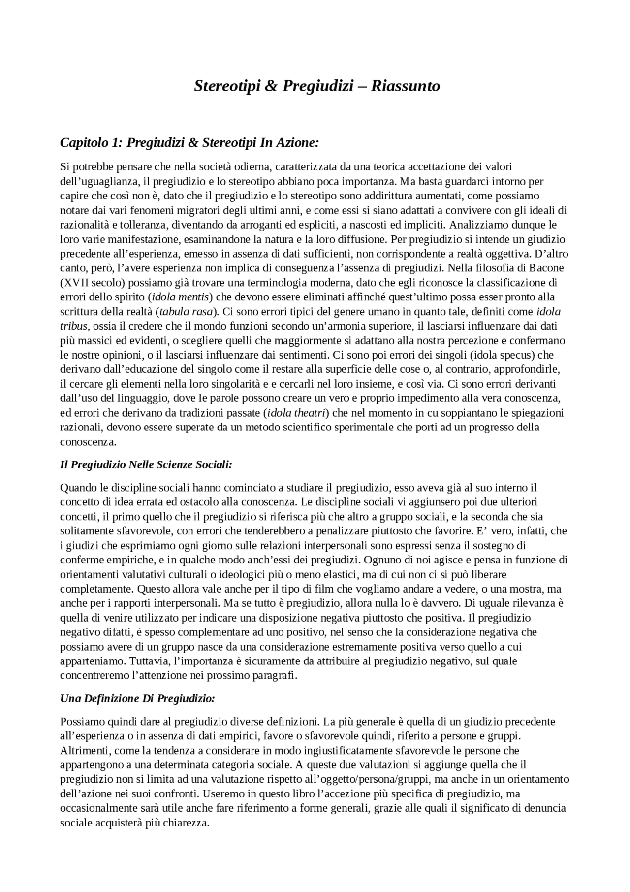 Stereotipi & Pregiudizi (B. Mazzara) - Riassunto | Dispense di ...