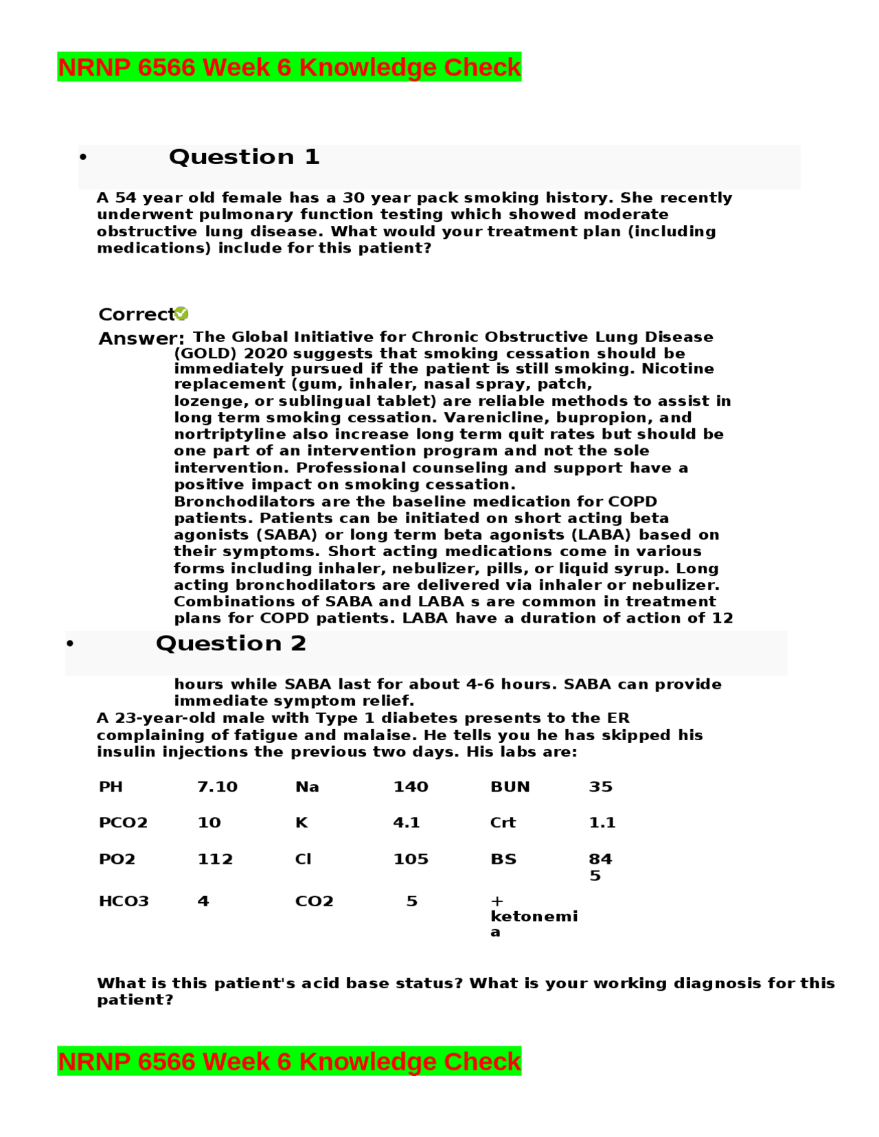 Nrnp 6566 Week 6 Knowledge Check Latest Version Latest 20222023