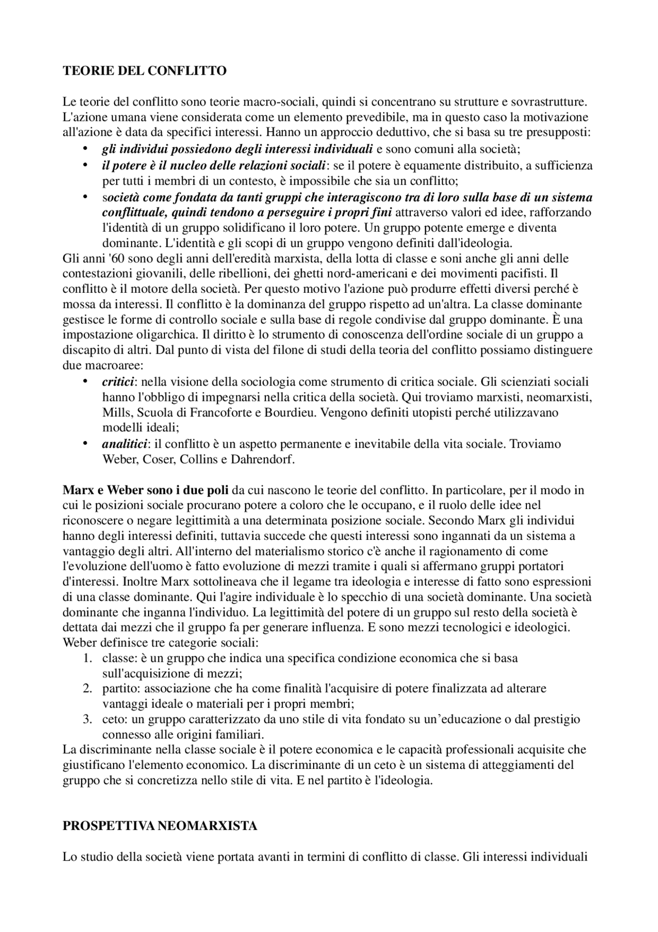 Teorie del conflitto: scuola analitica e critica | Appunti di ...
