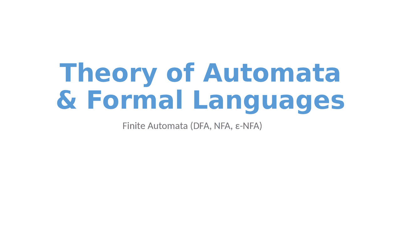 Finite Automata Slides Slides Theory Of Automata Docsity