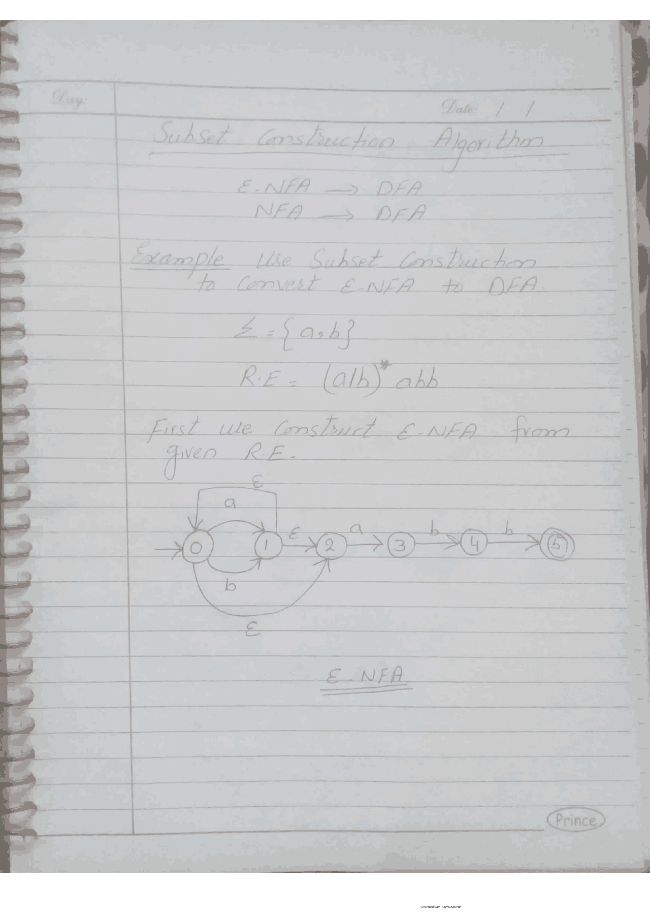 Examples Subset Construction Algorithm Exercises Theory Of Automata Docsity