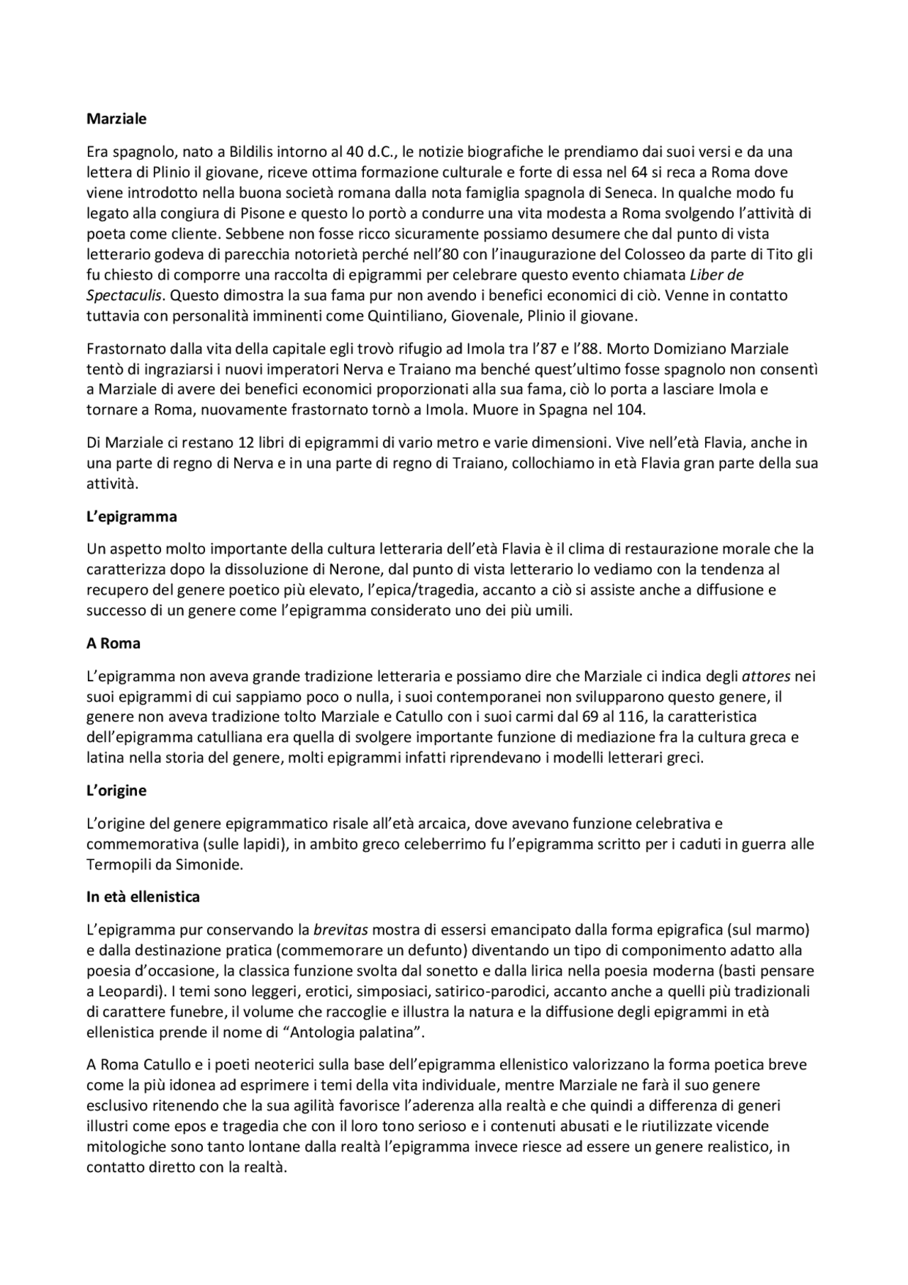 Marziale e l'epigramma, confronto con Giovenale | Appunti di Latino | Docsity