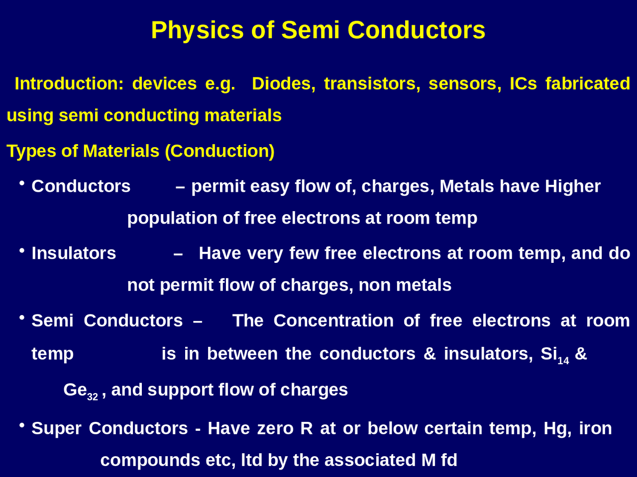 Physics Of Semi Conductors Slides Physics Docsity