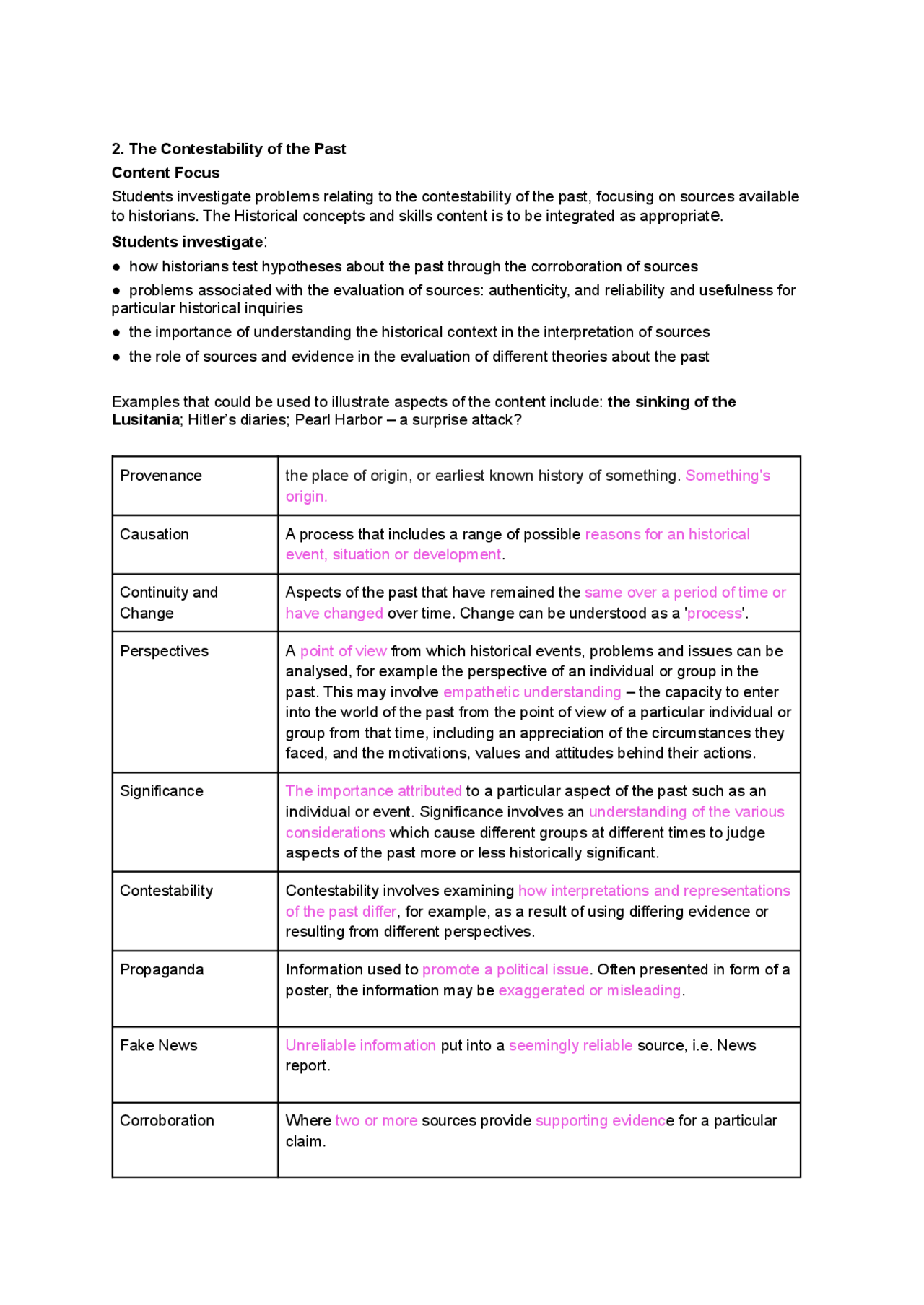 The Contestability of the Past | Summaries History - Docsity