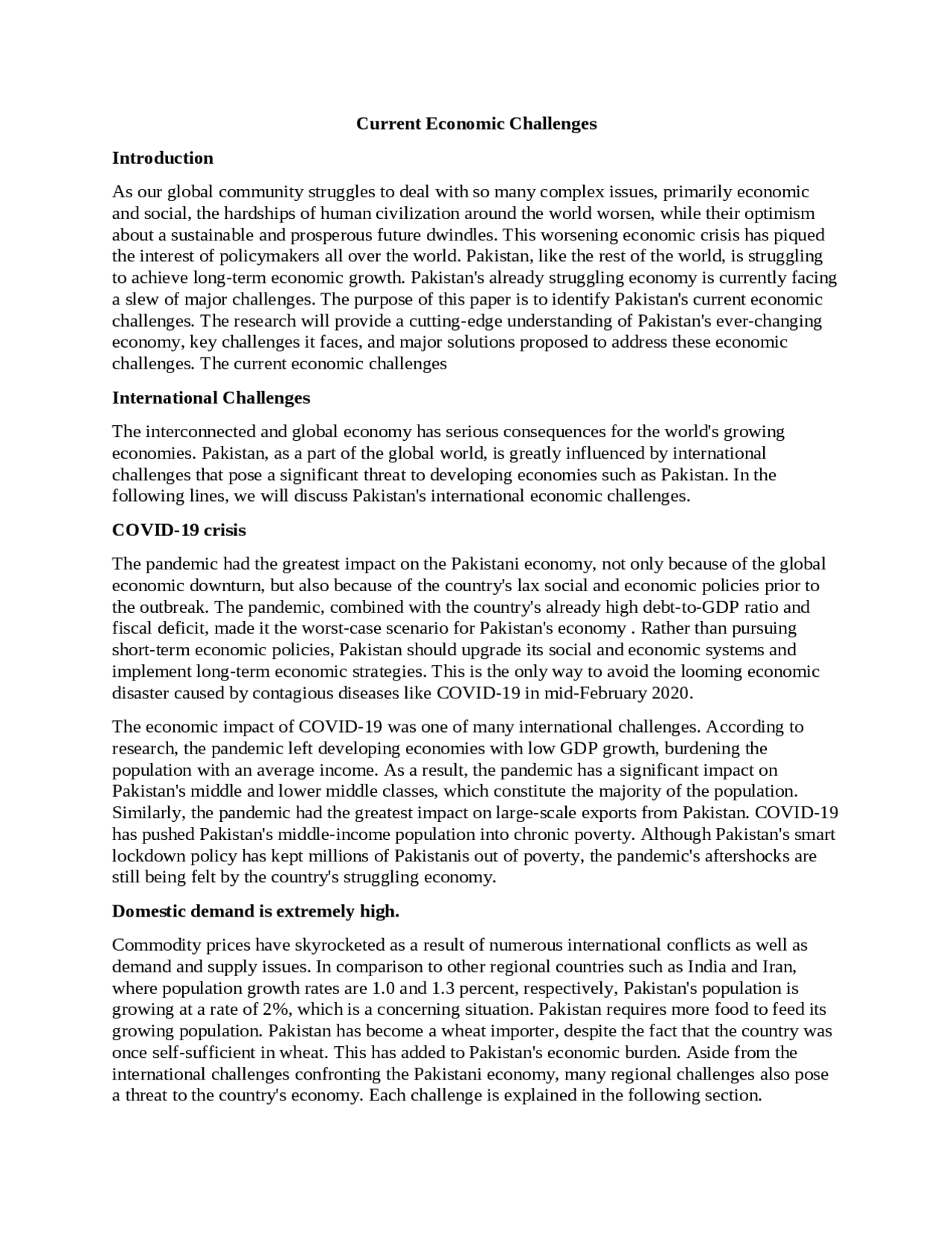 Economics way forward of current economics challenges of underpeopled ...