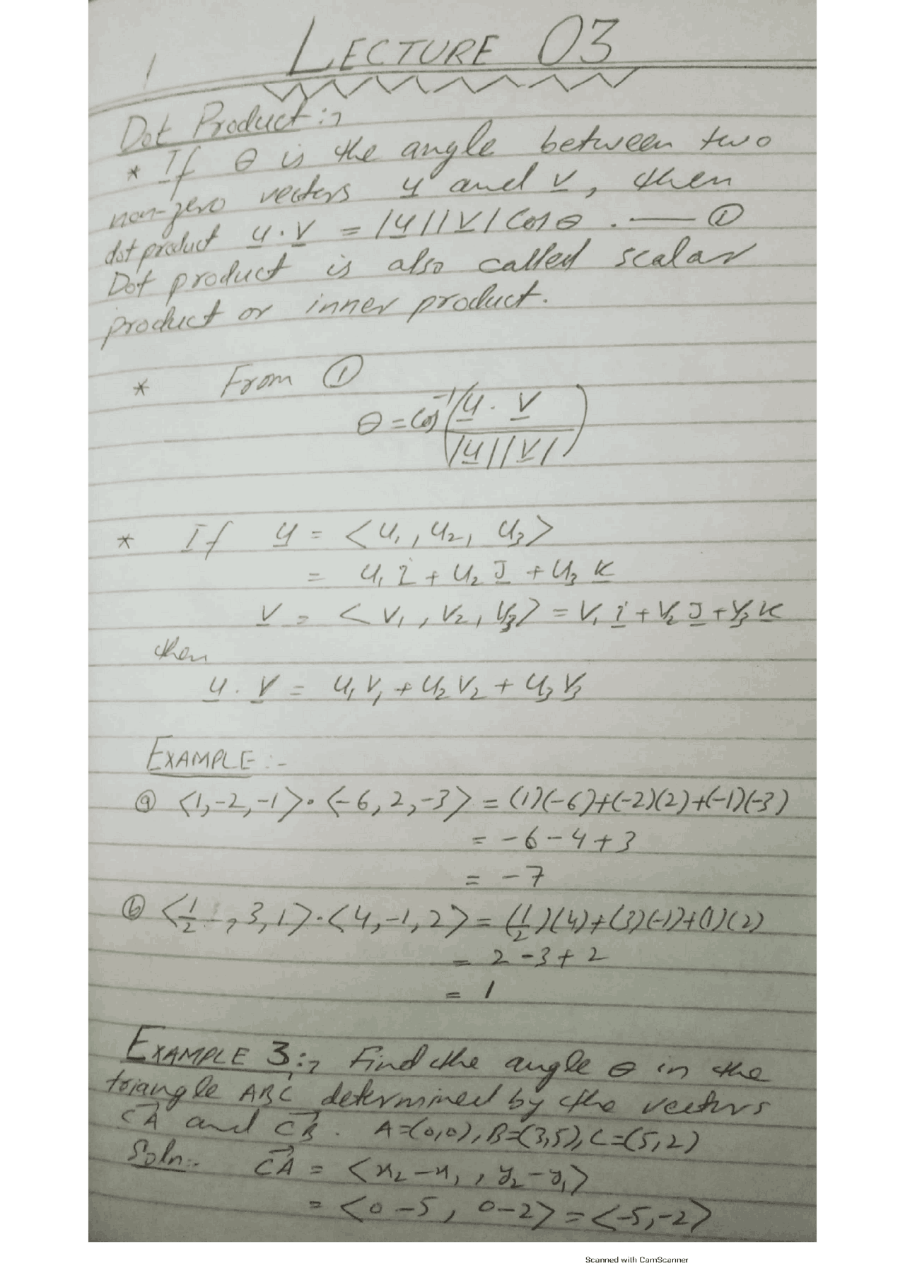 DOT PRODUCT IN CALCULUS | Exercises Analytical Geometry and Calculus ...