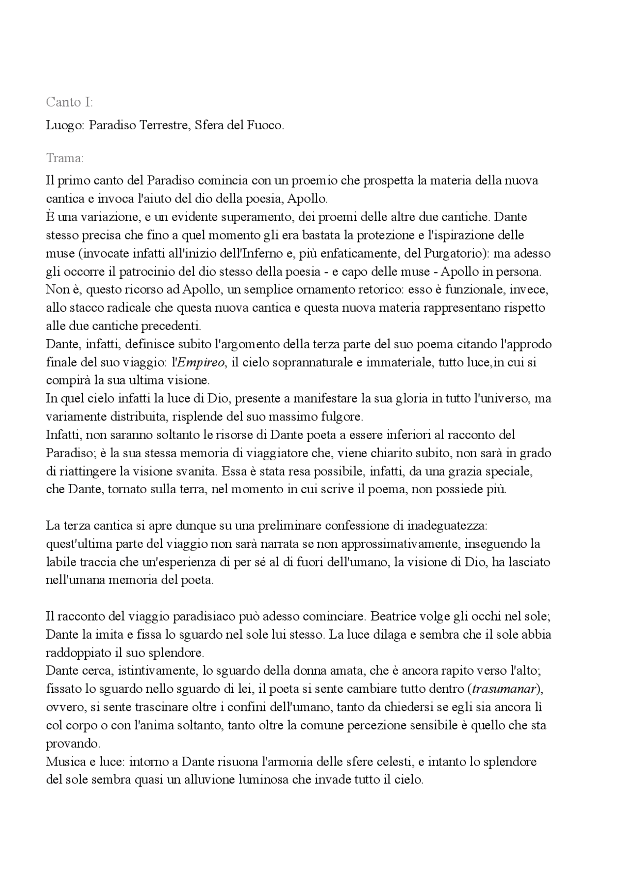 Canto Vi Del Paradiso Di Dante Appunti Di Italiano Docsity