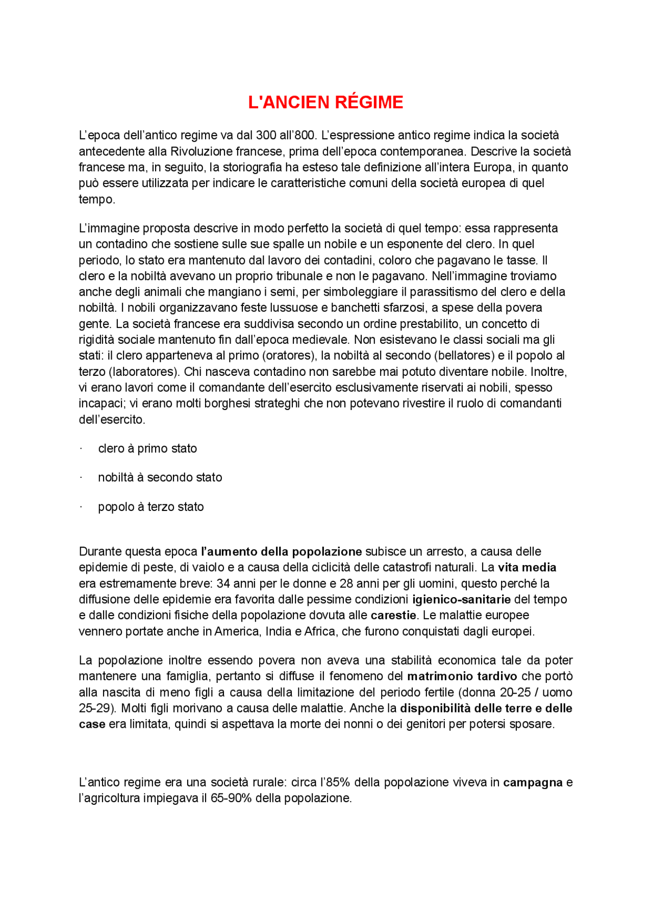 Storia Dellancien Regime Appunti Di Storia Docsity