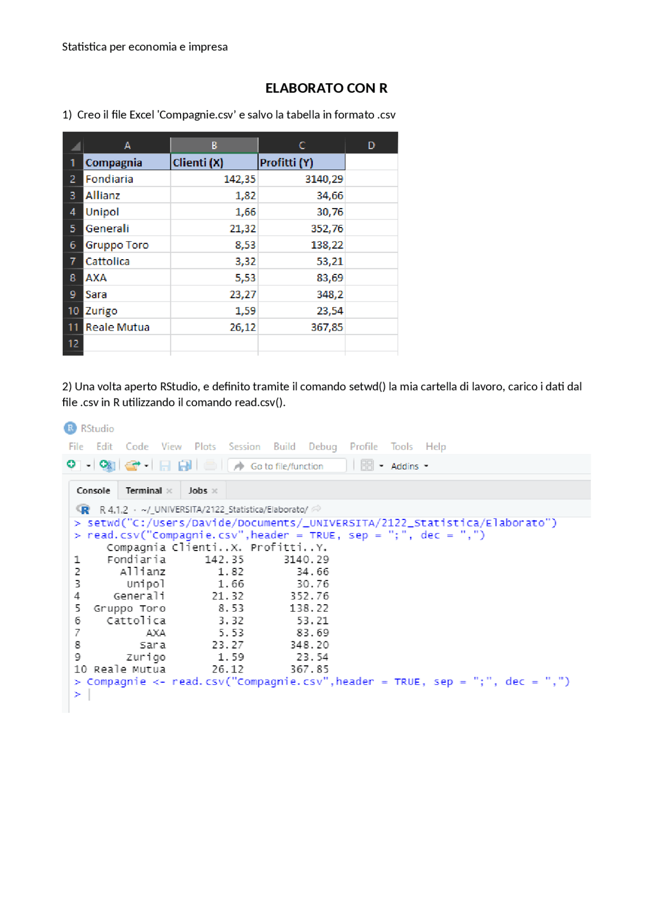 Elaborato Statistica - L8 Ingegneria Informatica - Universitas Mercatorum | Esercizi di ...