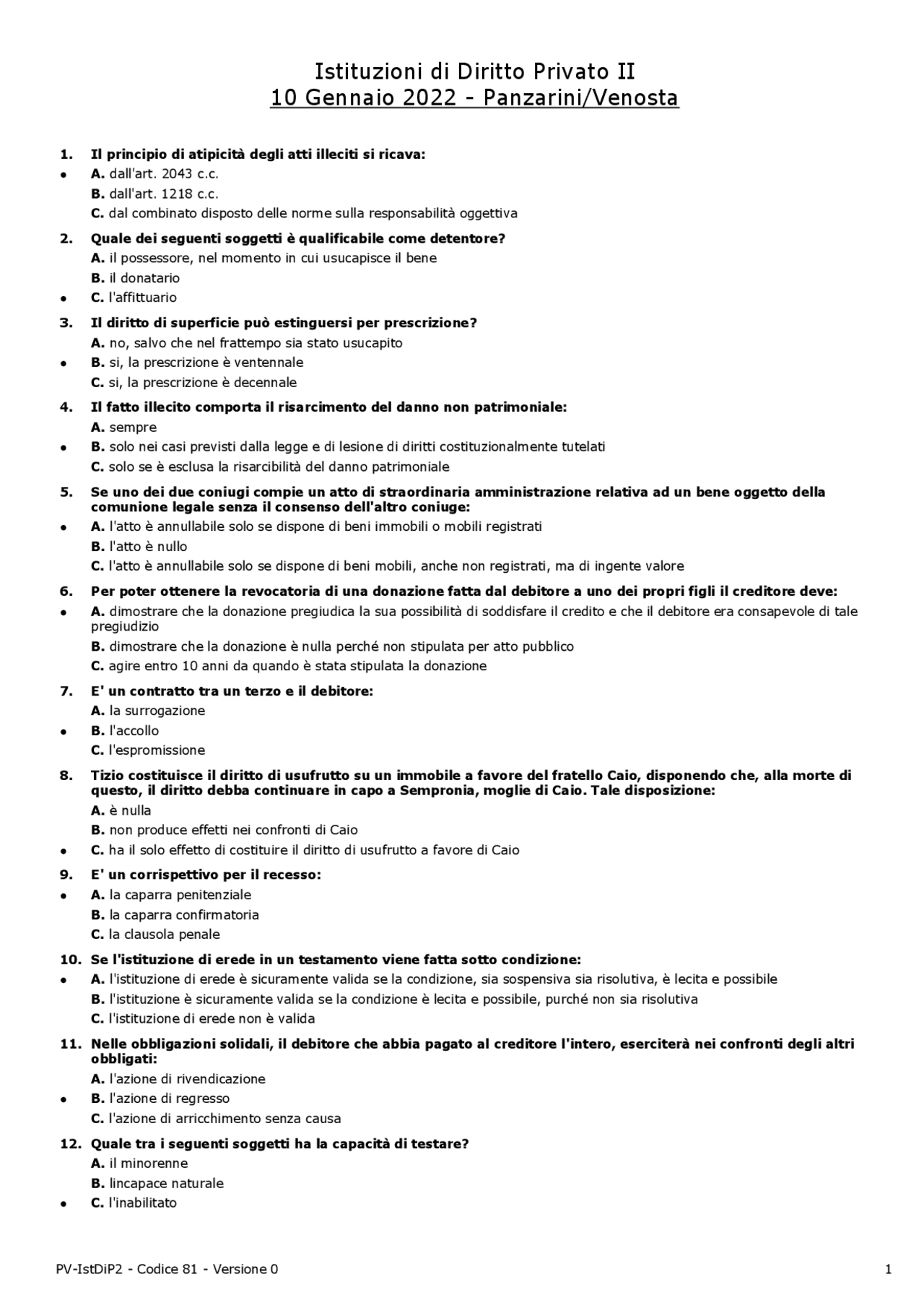 Esercitazione per prova scritta | Test d'ammissione di Diritto Privato ... Esercitazione per prova scritta | Test d'ammissione di Diritto Privato ...