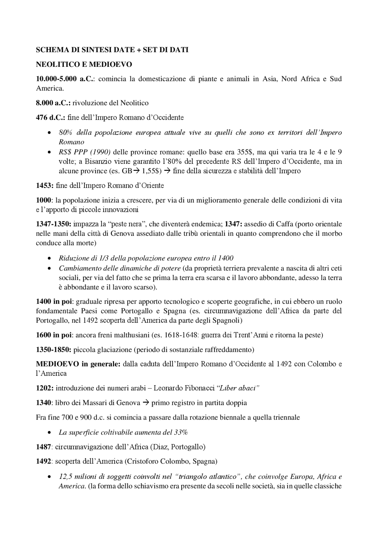 Schema Di Date Storia Dei Sistemi Economici Schemi E Mappe