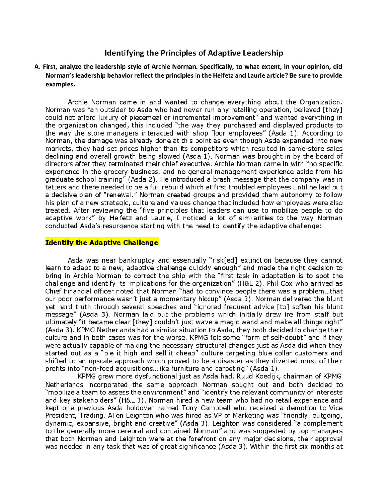 Identifying the Principles of Adaptive Leadership | Essays (university ...
