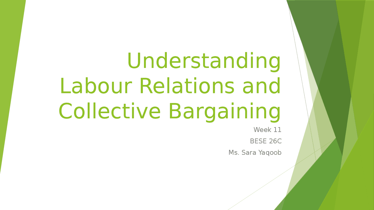 UNDERSTANDING LABOUR RELATIONS AND COLLECTIVE BARGAINING | Slides Human ...
