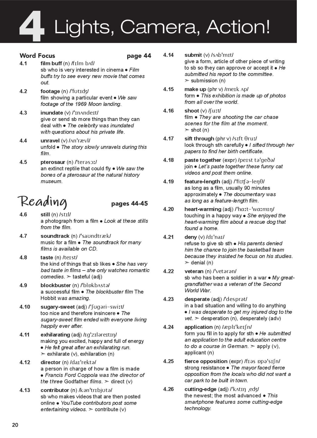 Vocabulary of close up c1 | Exercises English | Docsity