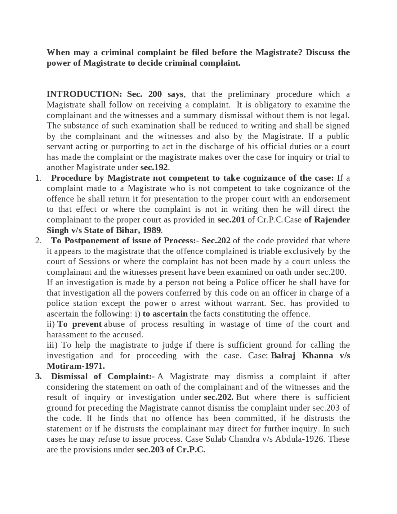 IMPORTANT DOCUMENT AND SHORT NOTES OF CRPC TOPICS IN A VERY DETAILED ...