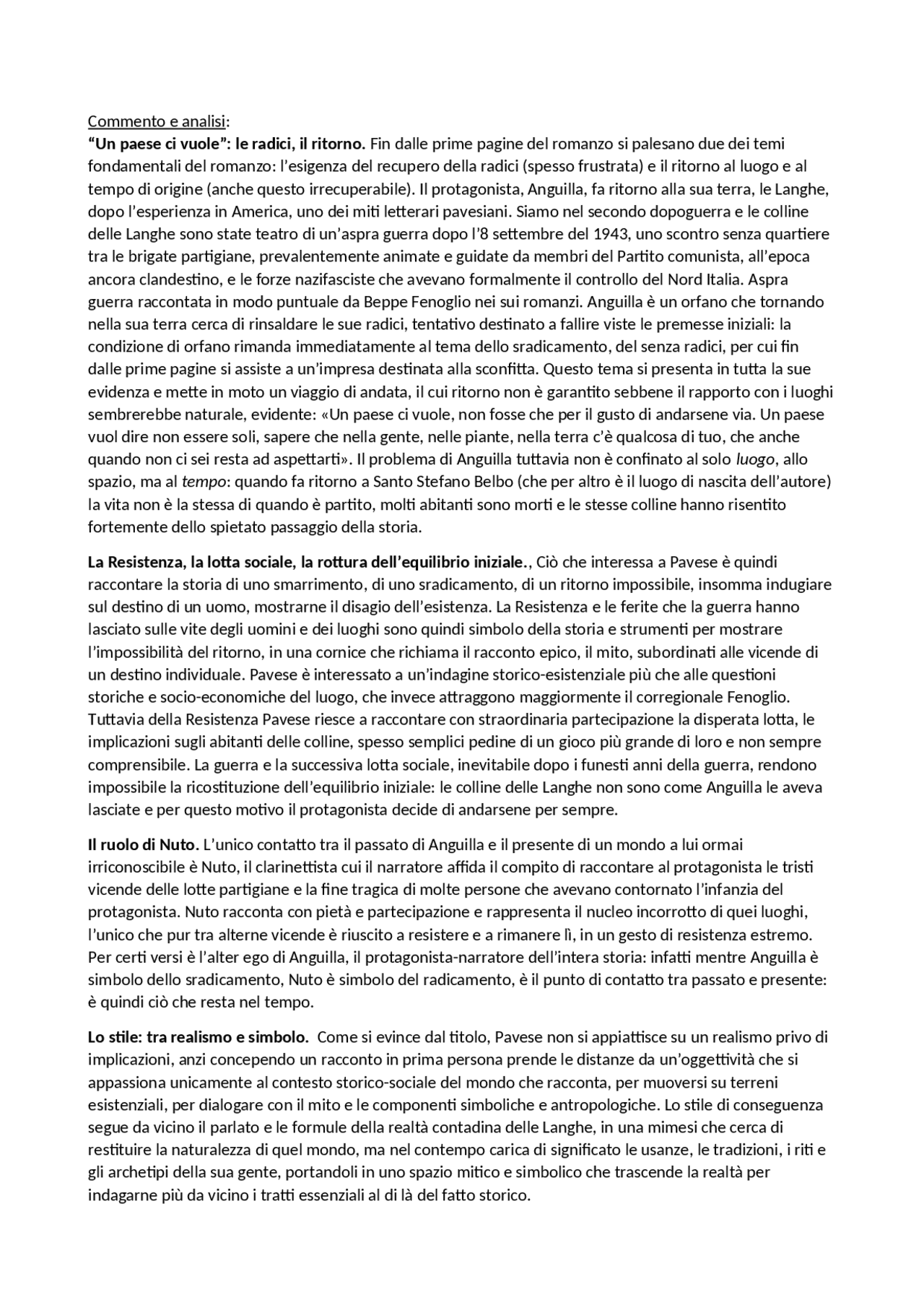 Spiegazione del Romanzo di Pavese | Schemi e mappe concettuali di ...