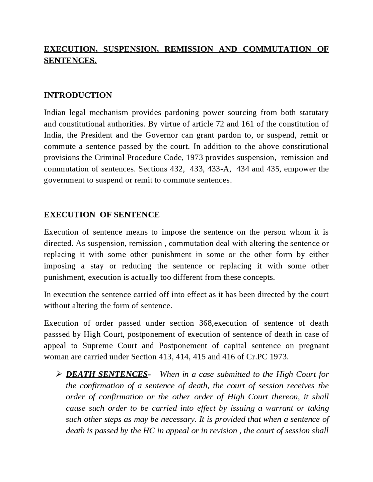 Sentences in India: Execution, Suspension, Remission, and Commutation ...