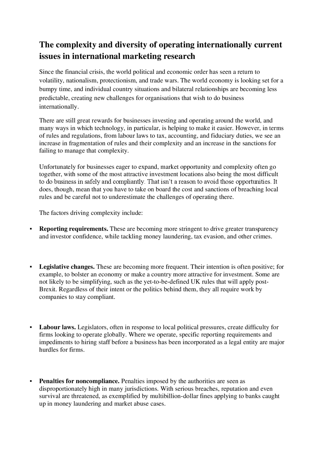 Global Marketing Lecture Notes Summaries Marketing Theory Docsity