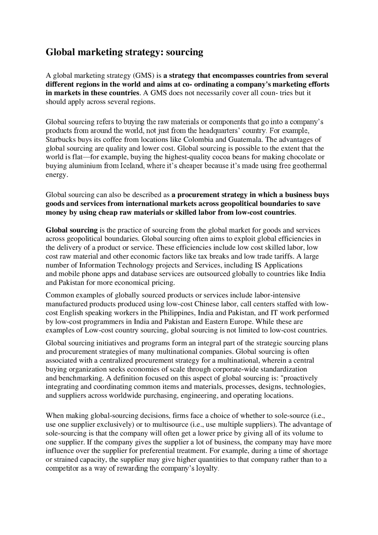 Global Marketing Lecture Notes Summaries Marketing Docsity