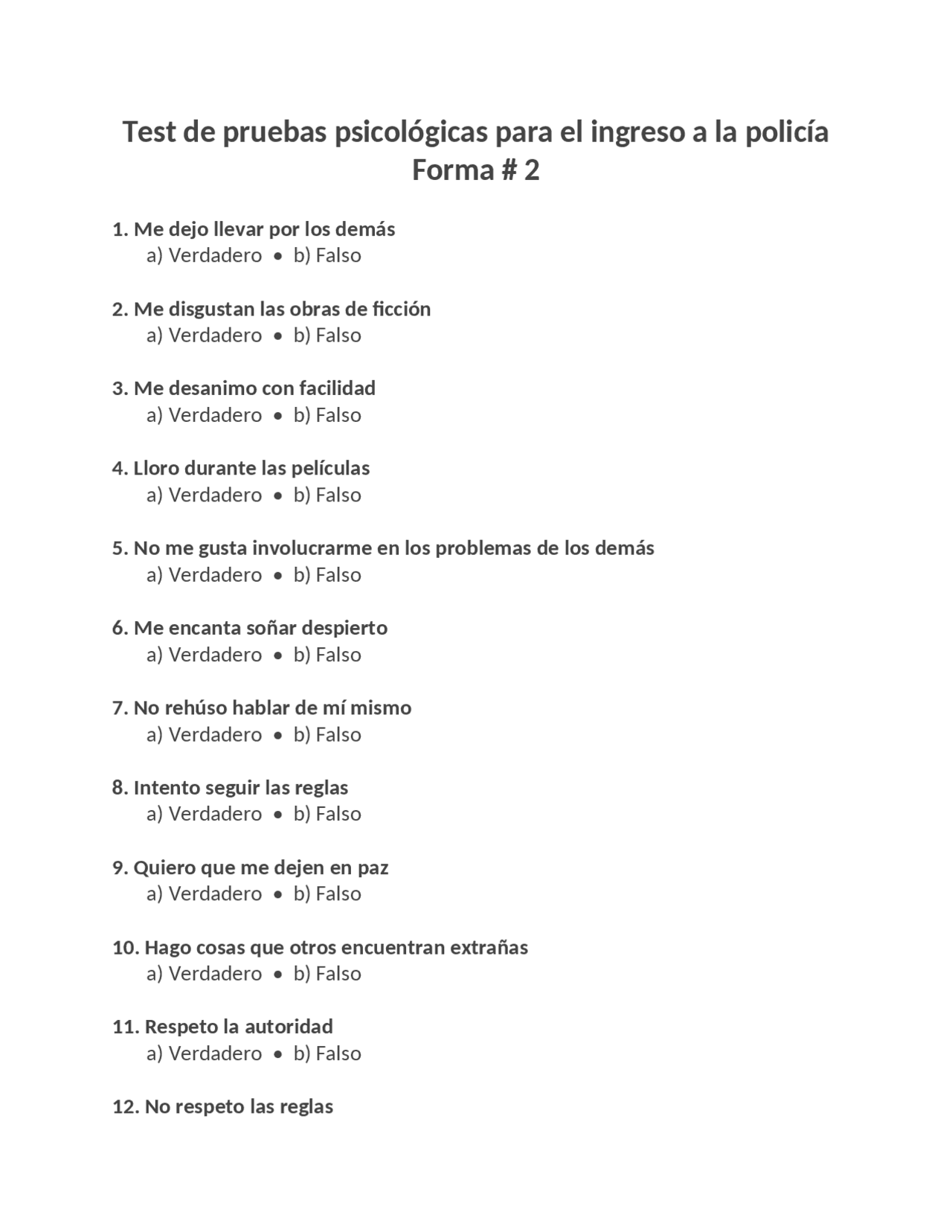 Prueba psicologica policia | Slides de Psicologia | Docsity