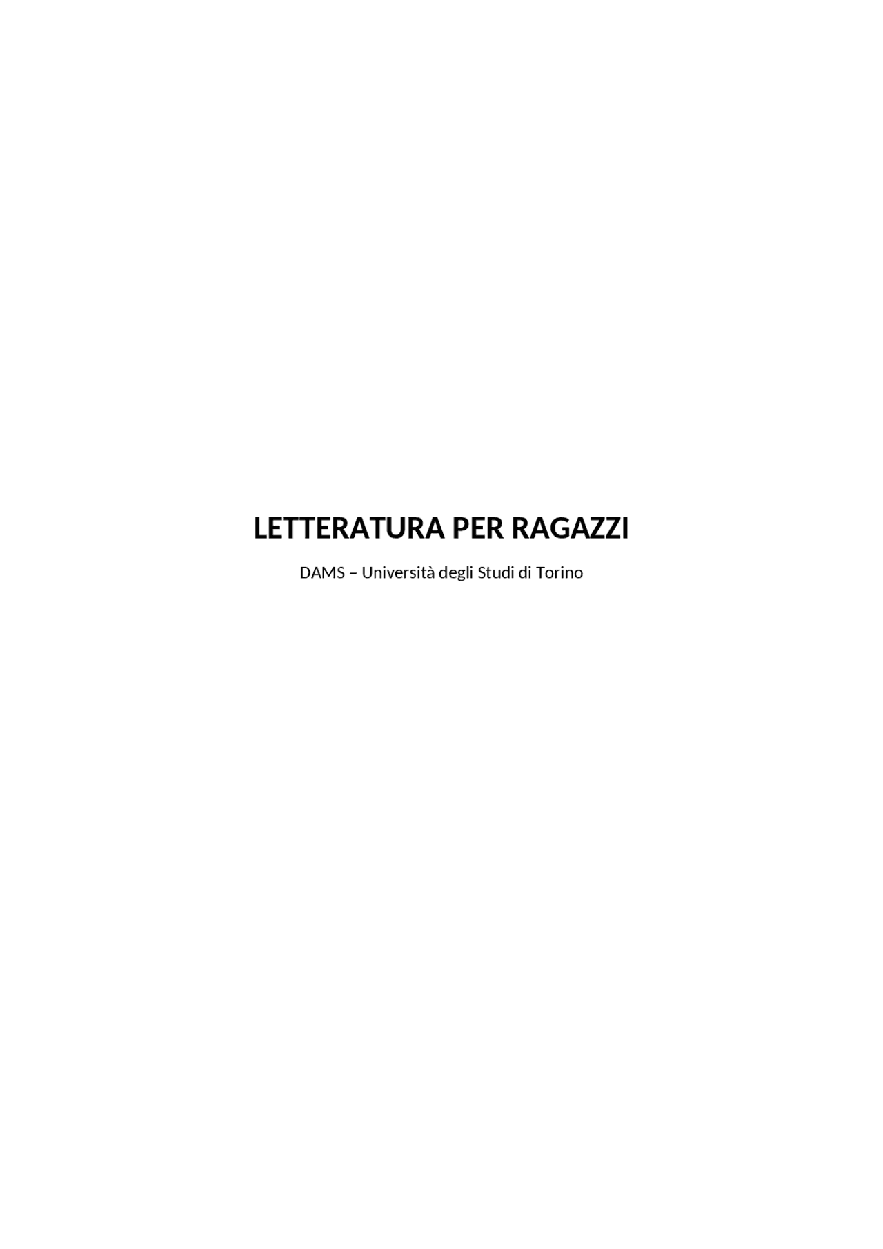 Letteratura Per Ragazzi Dispense Di Letteratura Docsity