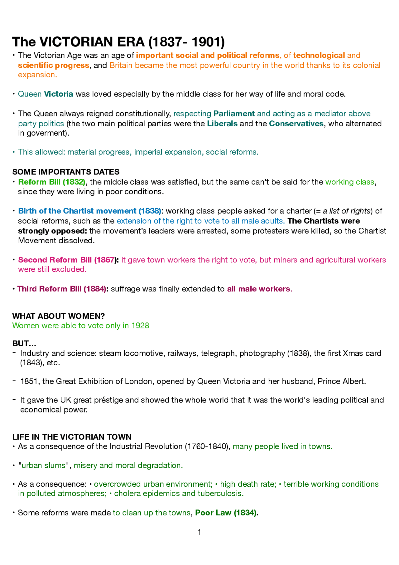 Victorian Era 1837 1901 Appunti Di Inglese Docsity