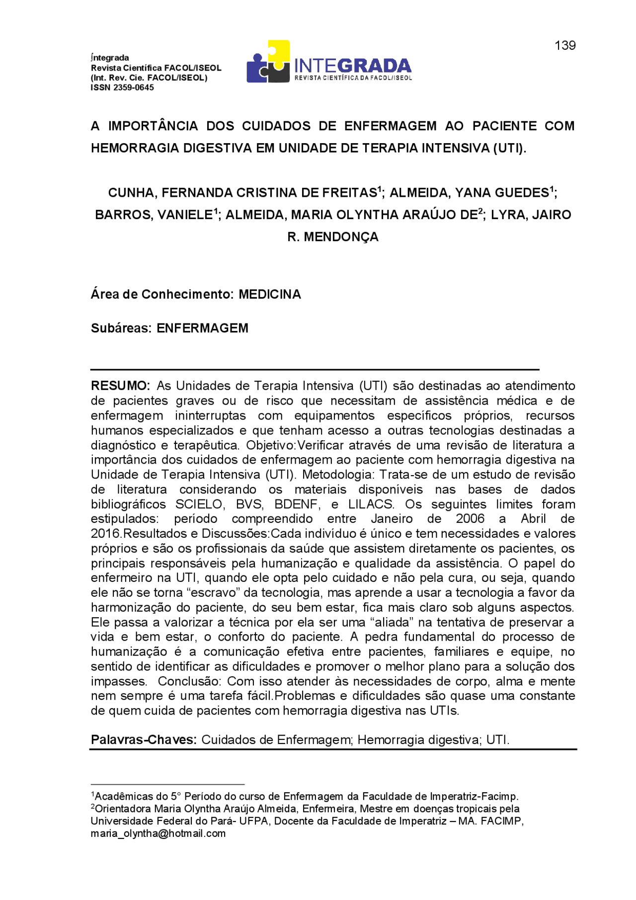 Pacientes na área de uti | Resumos Enfermagem - Docsity