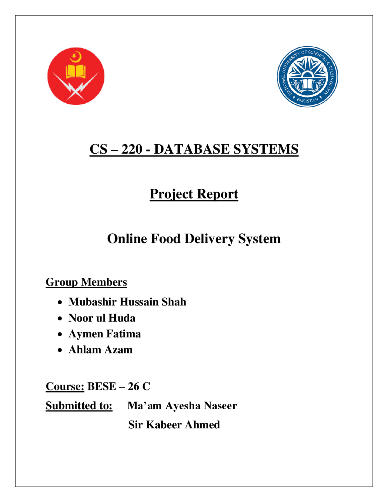 DOCUMENTATION FOR ONLINE FOOD DELIVERY PROJECT DATABASE | Study Guides, Projects, Research ...