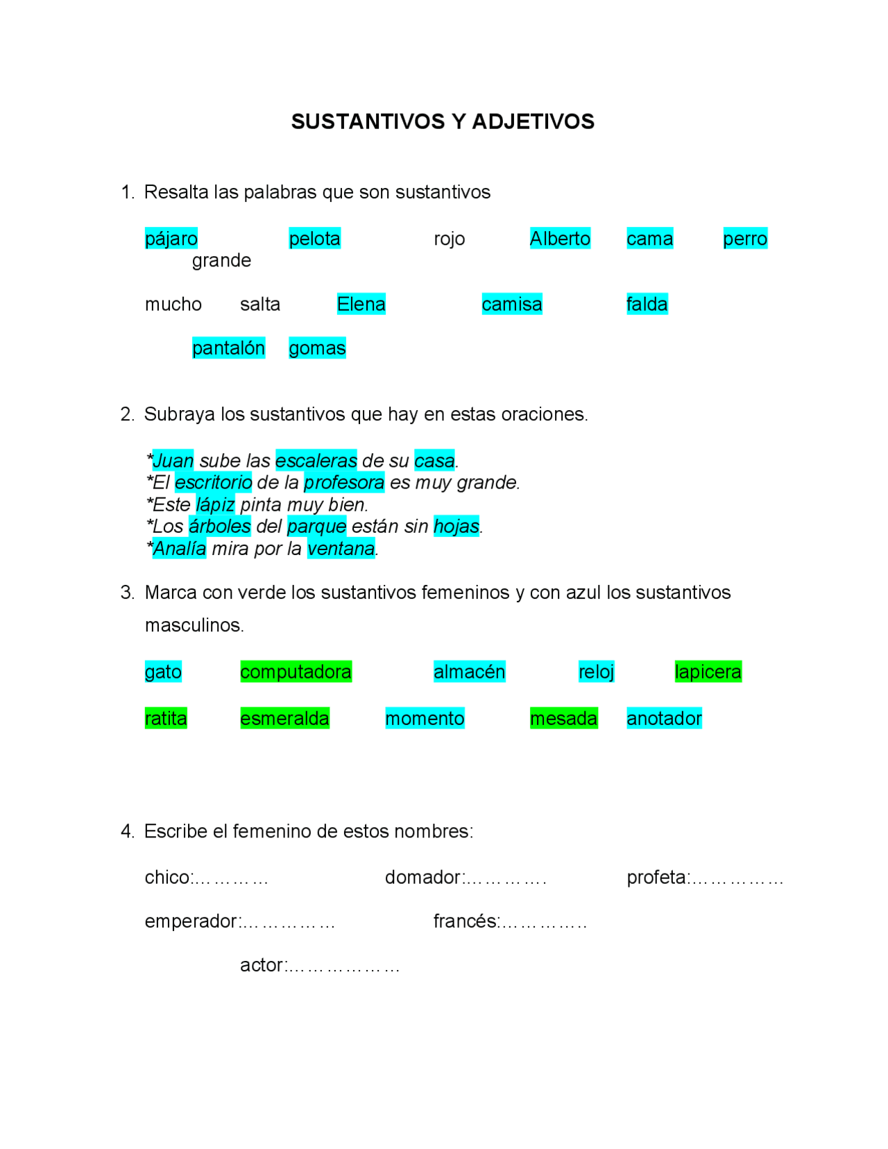 LENGUA SUSTANTIVOS Y ADJETIVOS | Apuntes de Lengua y Literatura | Docsity