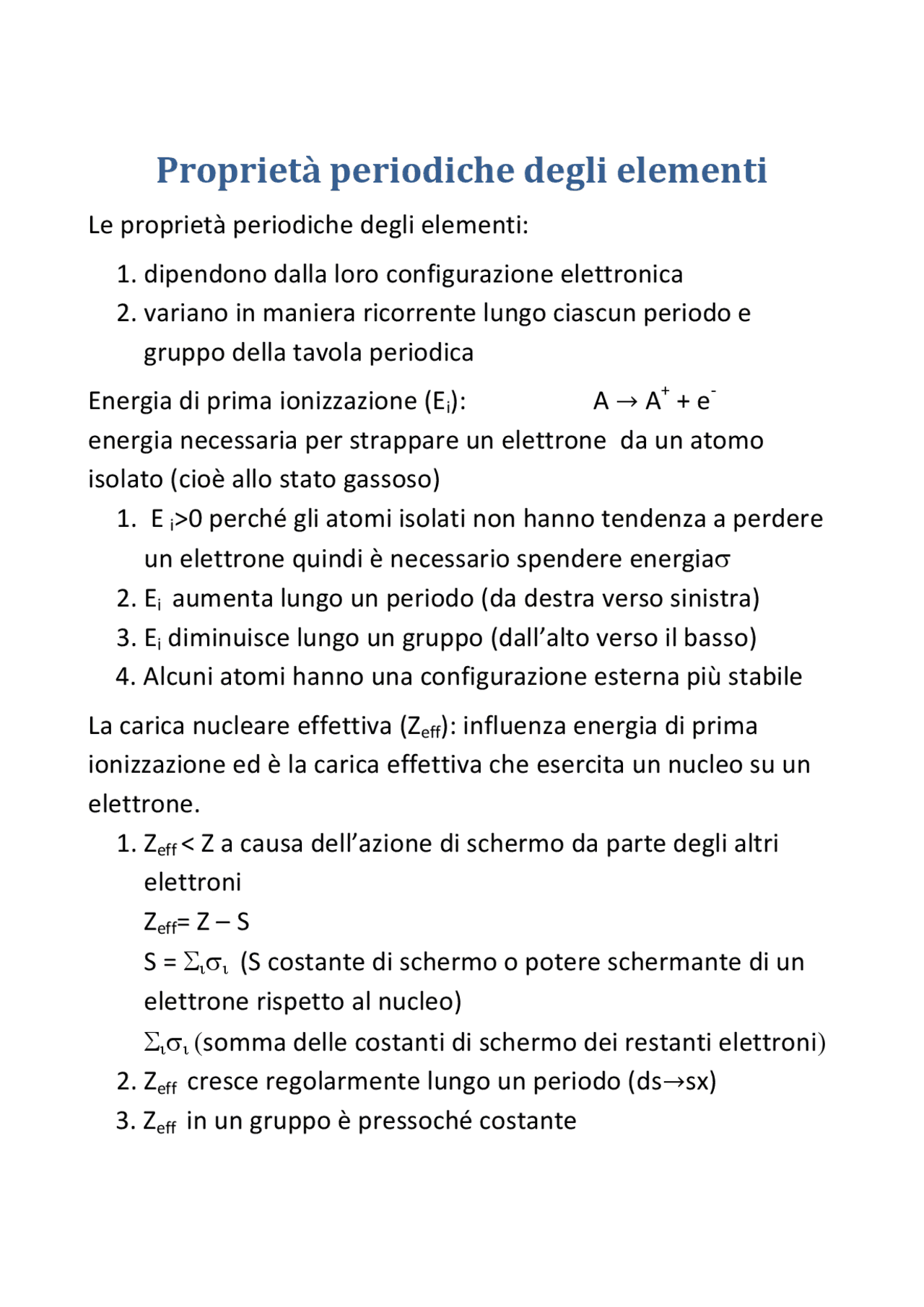 Schema Proprietà periodiche degli elementi | Schemi e mappe concettuali ...
