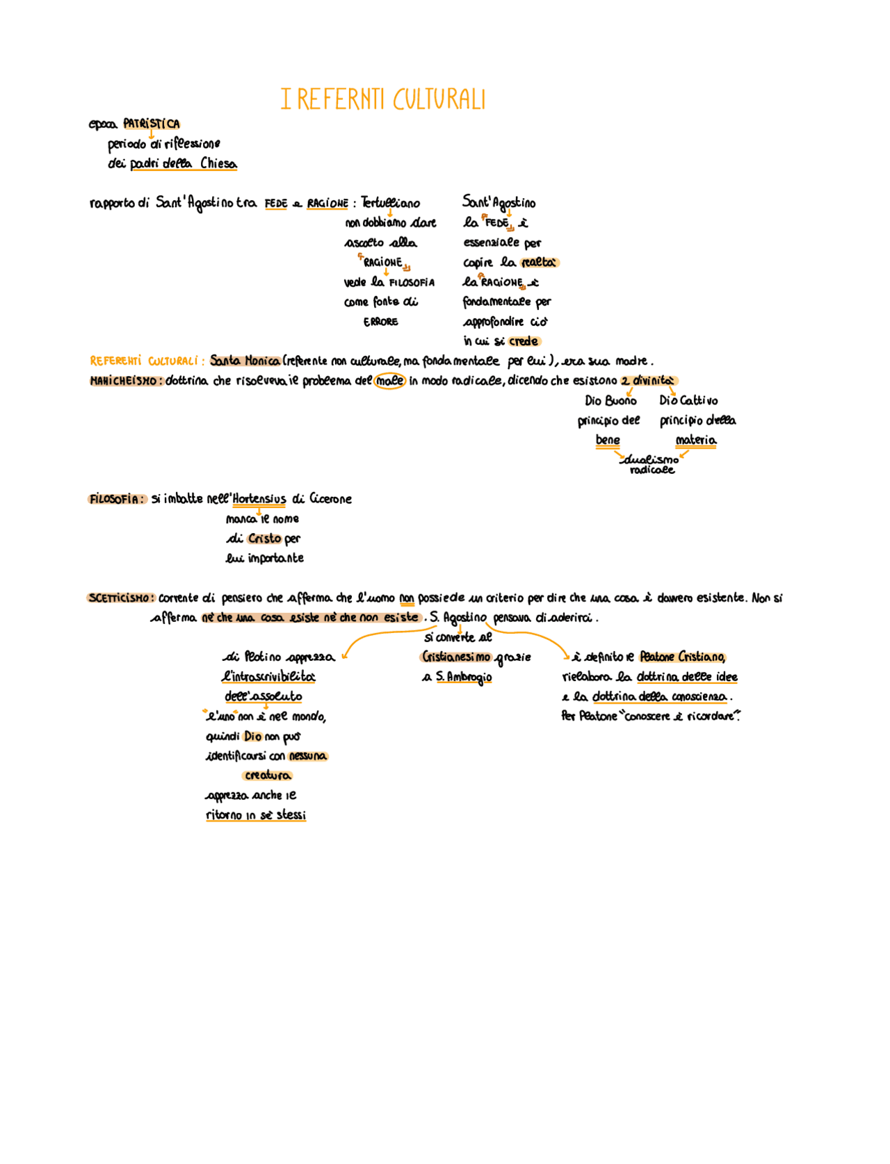 Schema Su Santagostino Schemi E Mappe Concettuali Di Filosofia Docsity