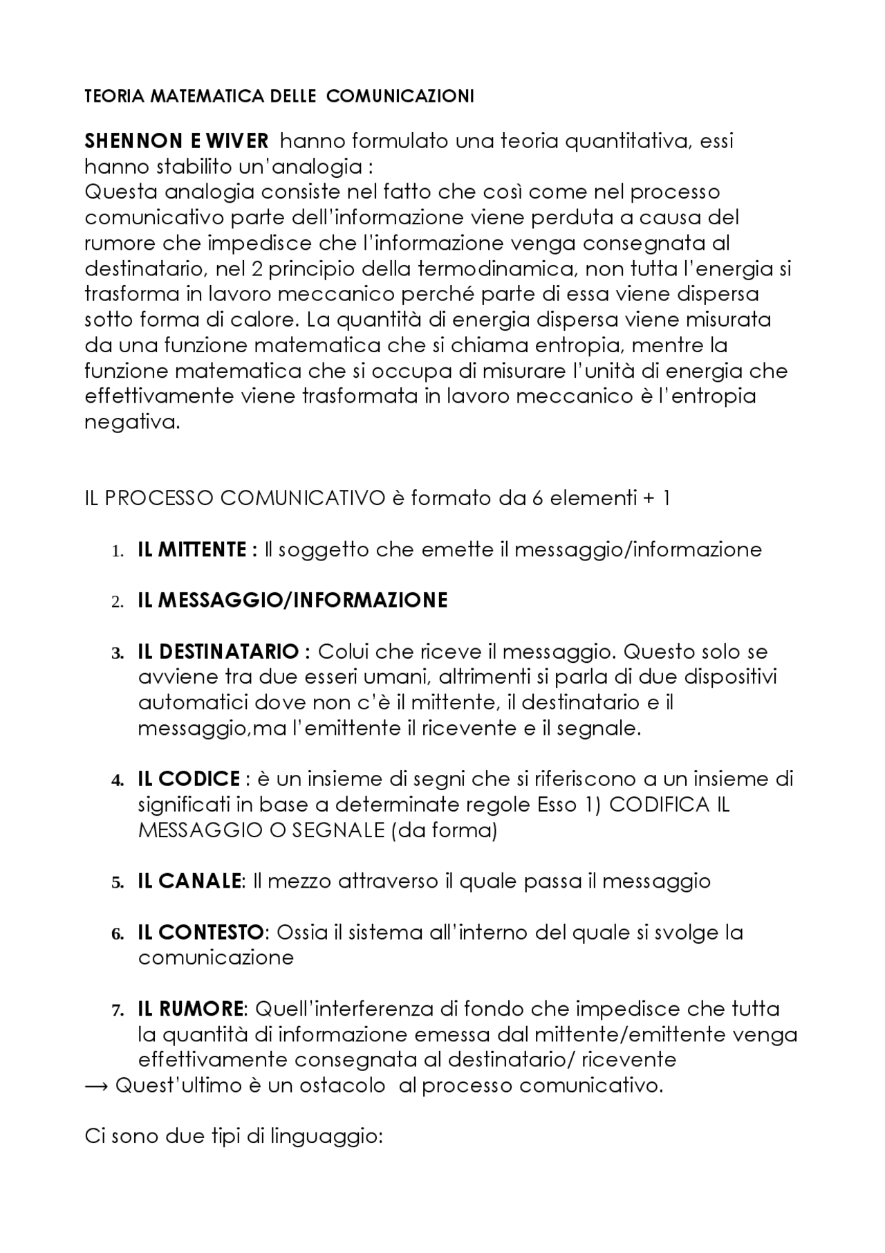 Teoria matematica delle comunicazioni di Psicologia Generale | Dispense di Psicologia Generale ...