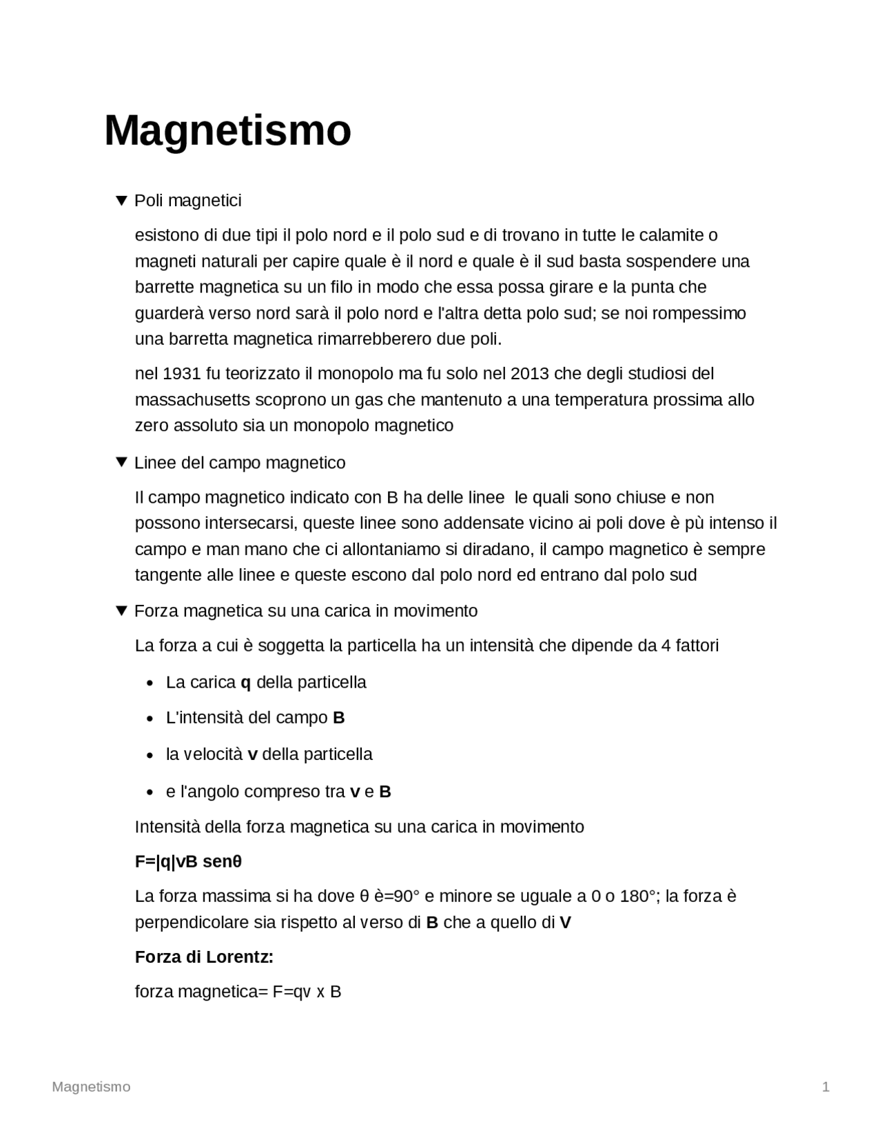 Magnetismo e campi magnetici | Appunti di Fisica | Docsity