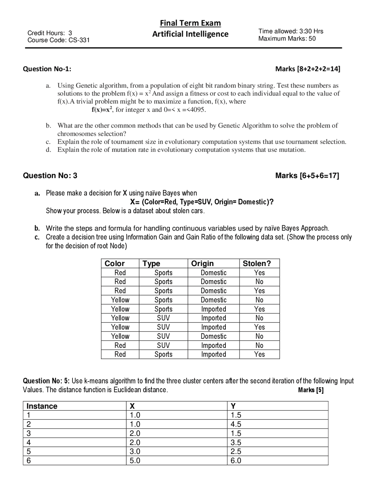 Artificial Intelligence Past Papers Uog Papers Artificial Intelligence Docsity