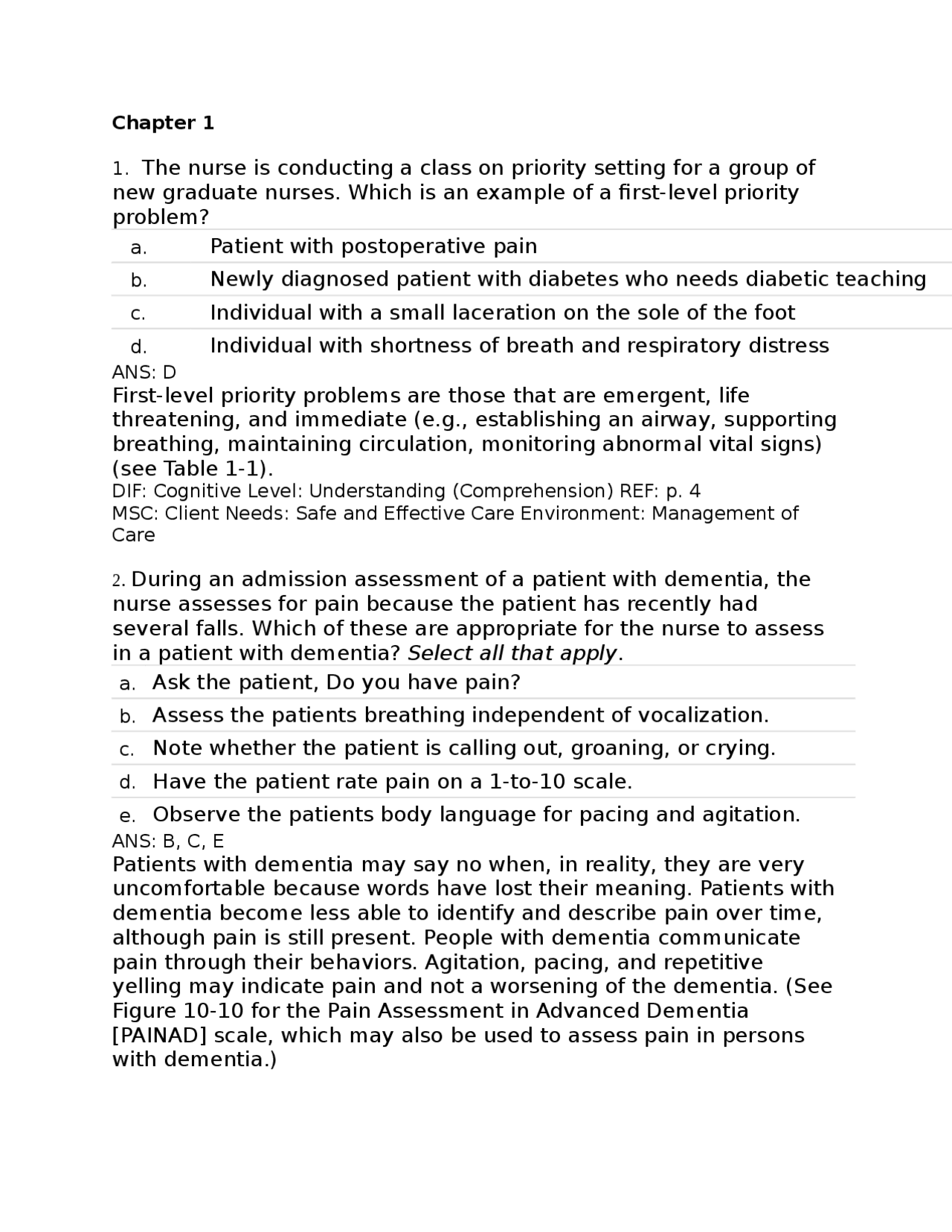 Nursing Priority Setting and Diagnostic Reasoning | Exams Nursing | Docsity