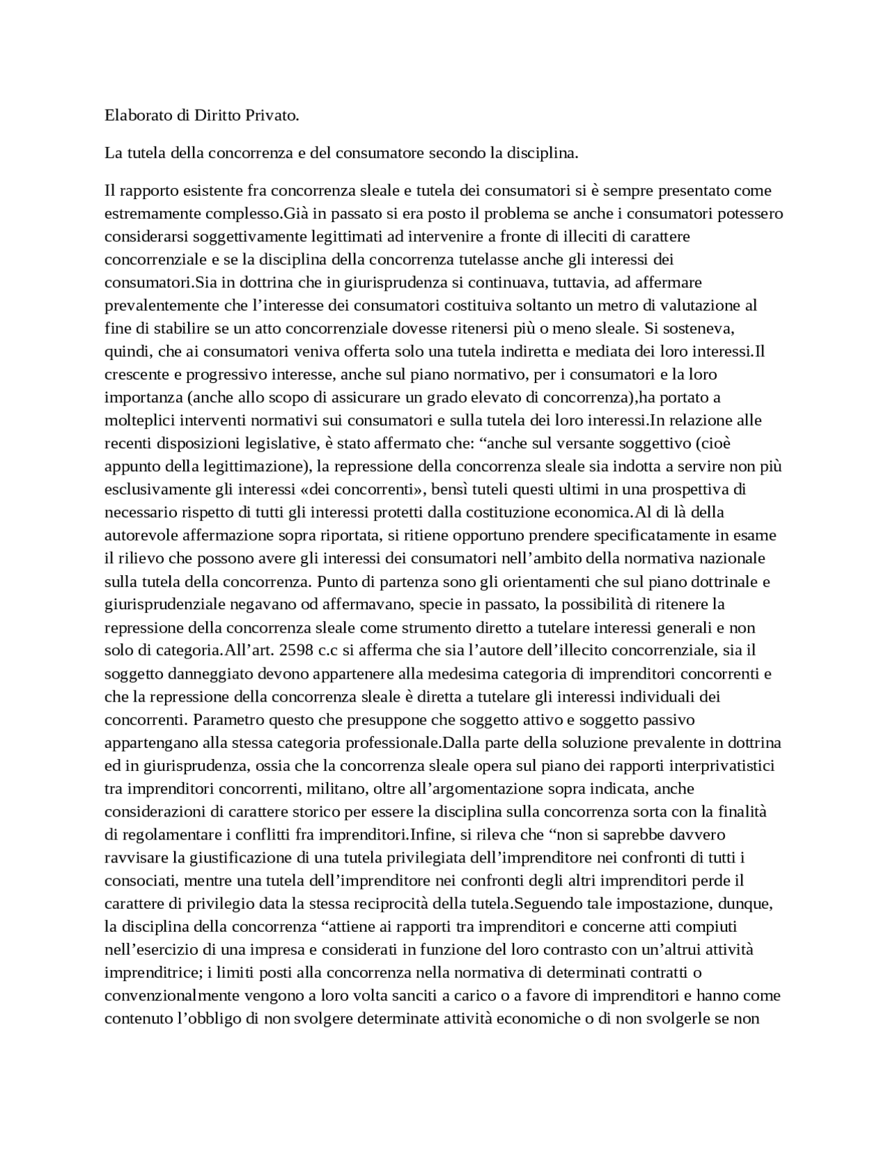 Elaborato Di Diritto Privato Prove Desame Di Diritto Privato Docsity