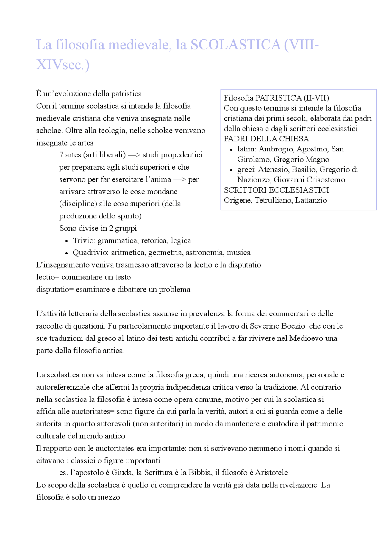 Scolastica(filosofia medievale), Anselmo d'Aosta, Tommaso d'Aquino ...