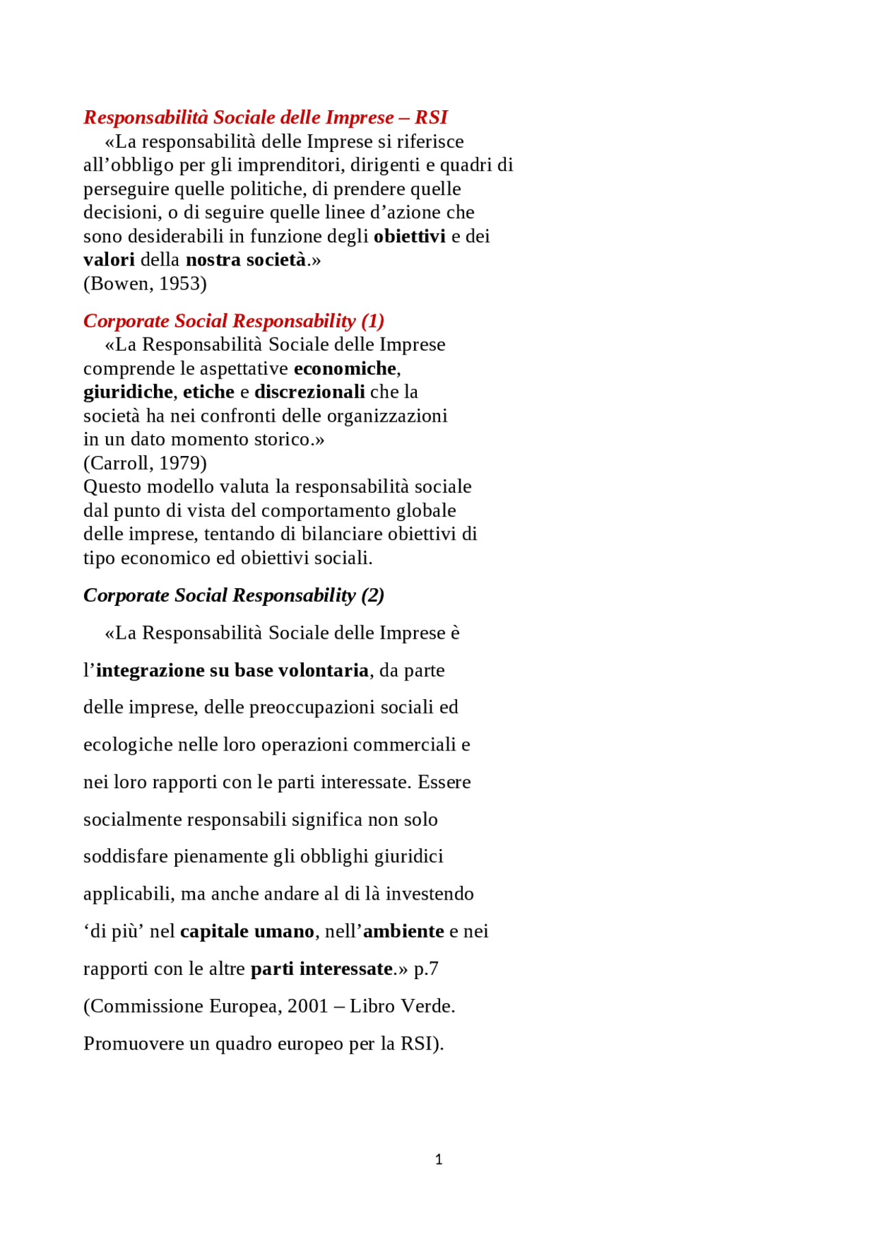 Riassunto Elementi Di Responsabilità Sociale Delle Imprese Rsi